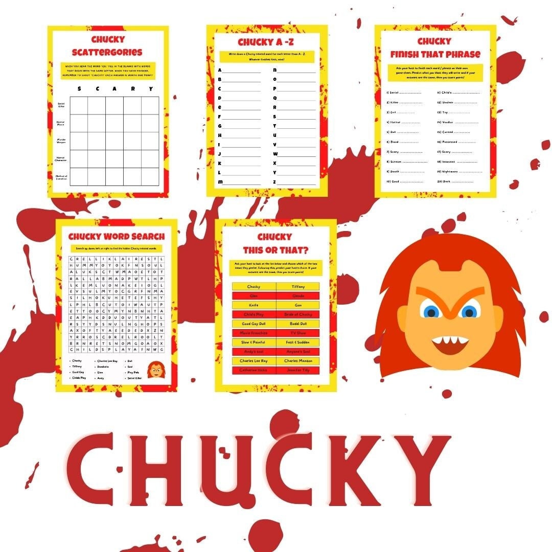 Chucky Inspired Horror Movie Games. Word Search/ A Z/ - Etsy UK