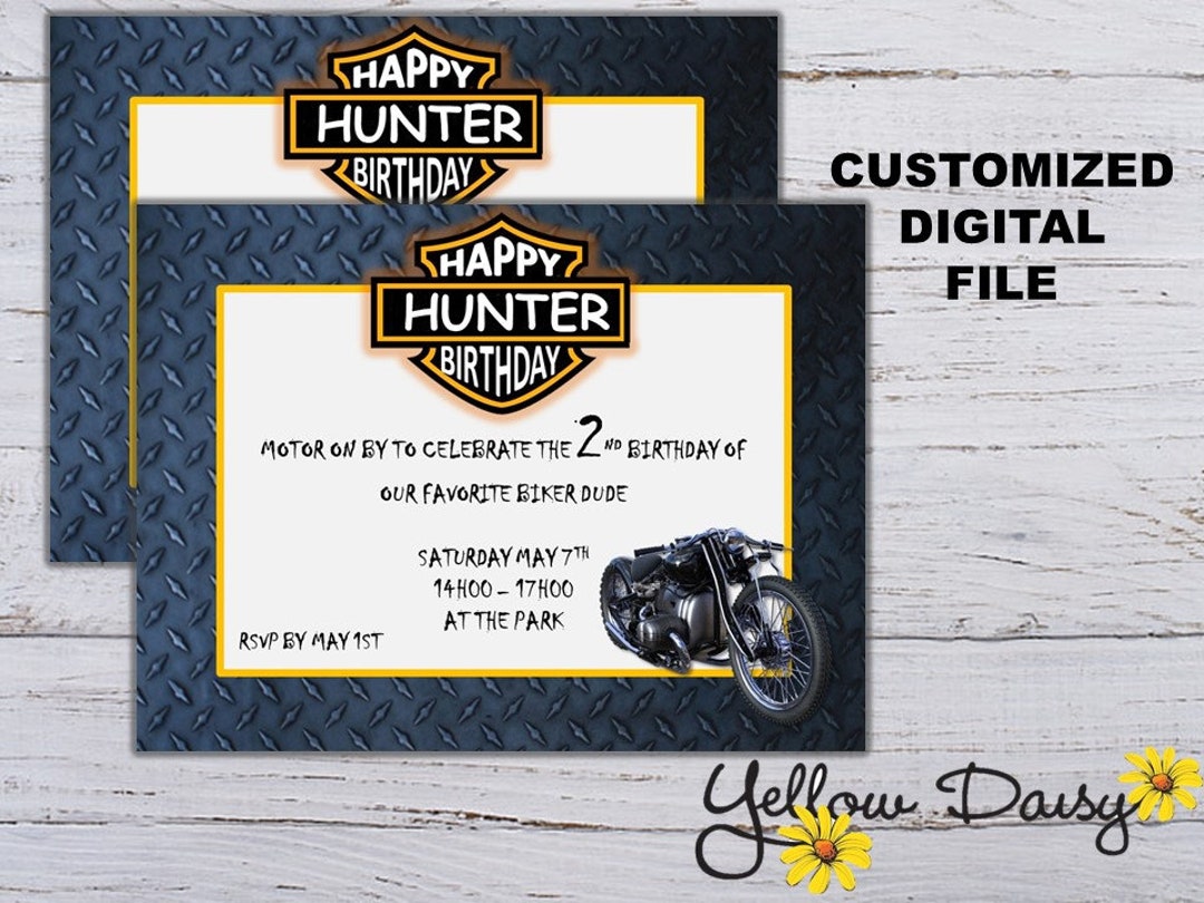 Biker Invite; Harley Davidson; Biker Party; Cool Dude; - Etsy