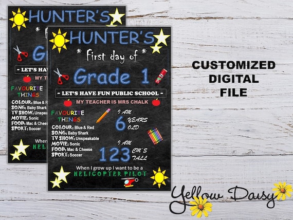 Digital Chalkboard First Day of School Memories School | Etsy