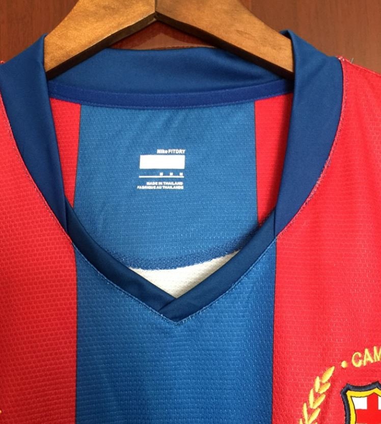 Retro Barcelona Home Jersey 2007-2008 100th Years Men Adult RONALDINHO ...