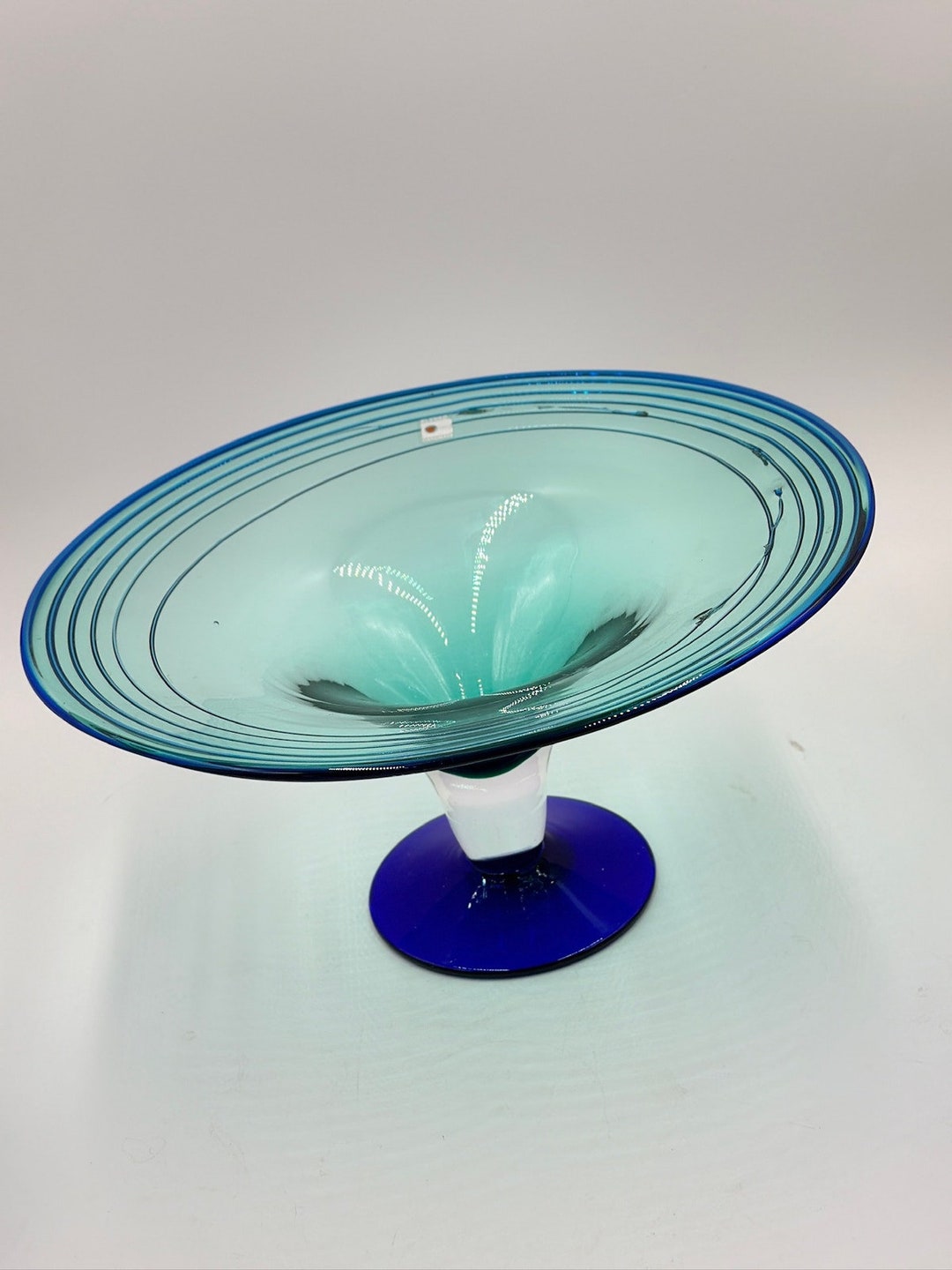 Vintage Blenko Seafoam Footed Console Bowl 8990 – Large 15.5 ...