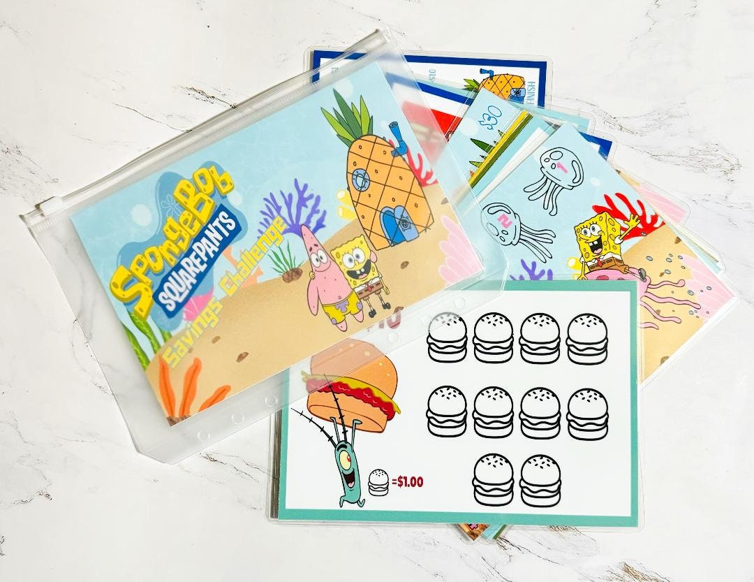 A5 Savings Challenge: Spongebob Theme, Set of 9, Cash Envelope - Etsy