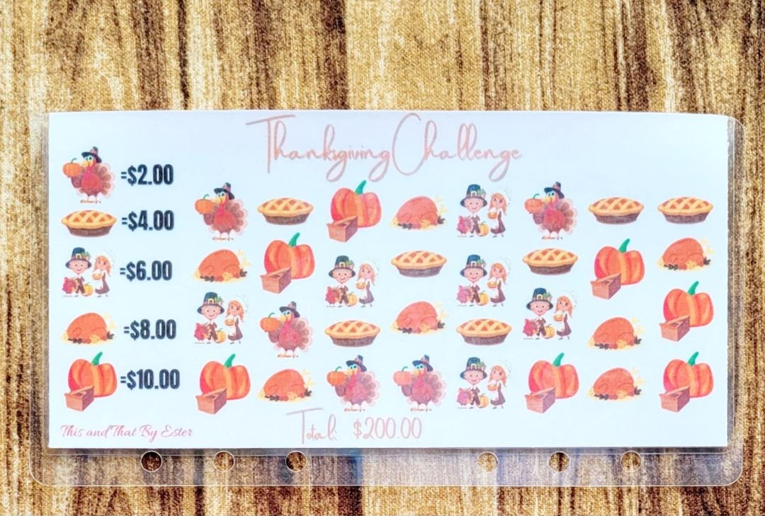 Thanksgiving Challenge Save 200 Cash Envelope With Tracker A6 Hole ...
