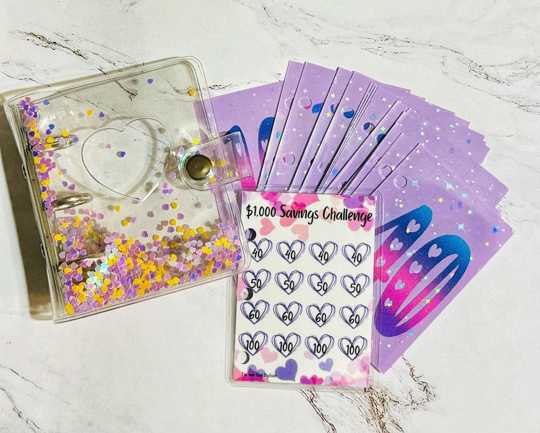 Mini 1,000 Savings Challenge Micro Binder Purple Cash Envelopes Cash ...