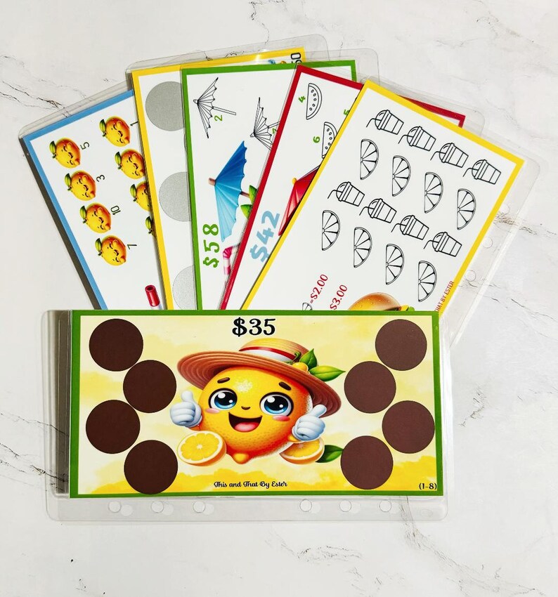 A6 Lemon Savings Challenge: Scratch off Cards, Cash Envelopes - Set of ...