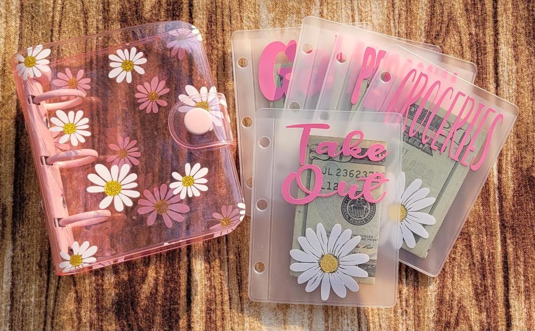 Mini Budget Binder A8 Micro Binder Mini Wallet Daisies PVC Cover PVC ...
