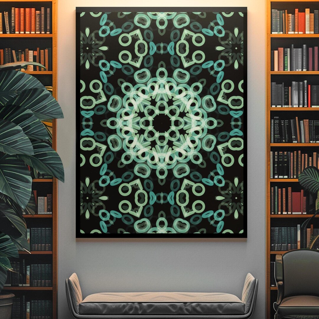 Green Round Flower, Modern Decoration, Flower Art Prints, Framed Wall ...