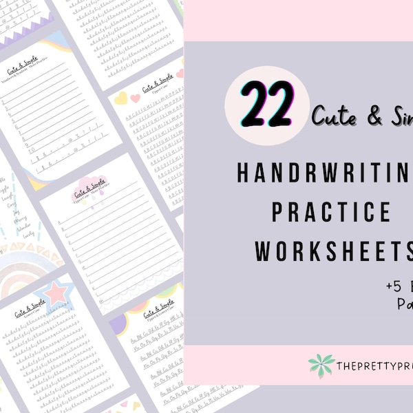 Cute Handwriting Worksheets - Etsy