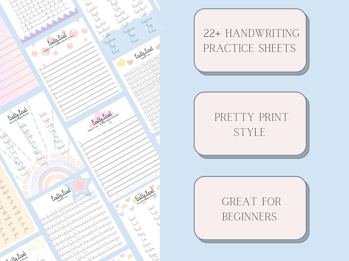 Pretty Handwriting Practice Sheets, Printable Handwriting Worksheets ...
