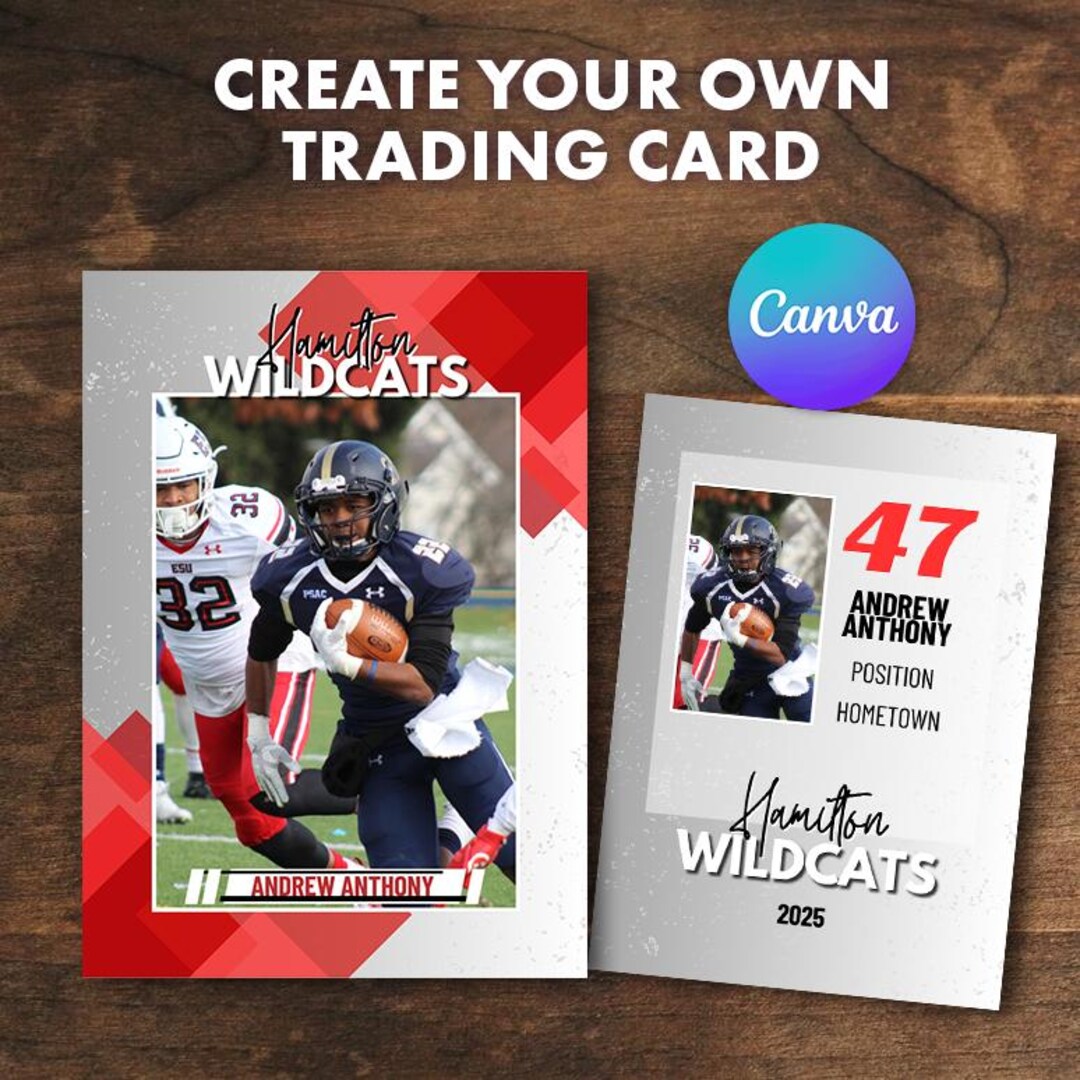 Trading Card Template, Custom Football Sports Card, Printable Sport ...