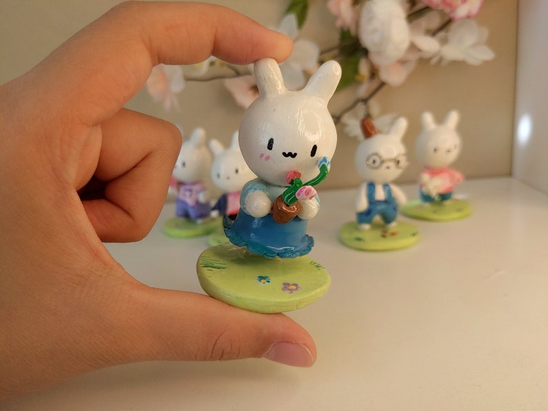 Cute Clay Bunny // Polymer Clay // Desk Buddy // Handmade - Etsy