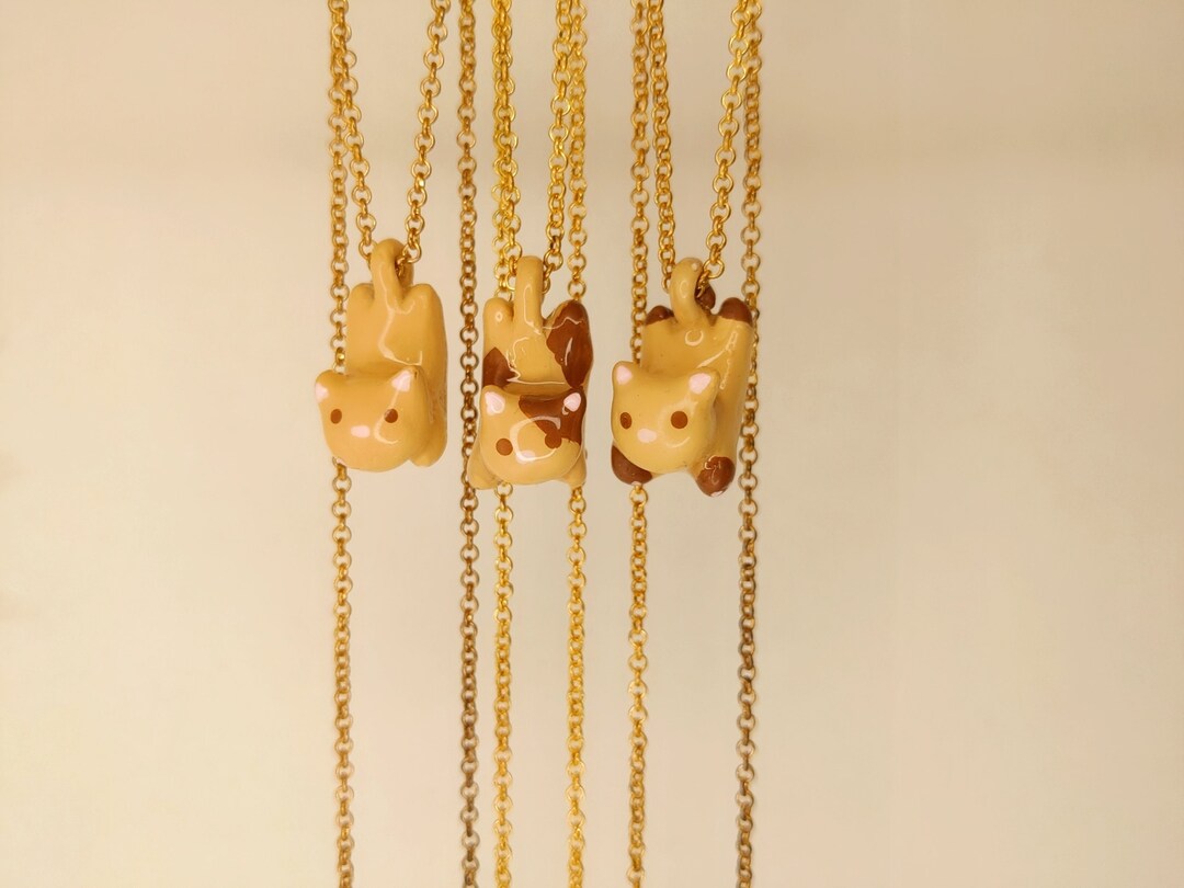 Cute Hanging Cat Necklace Polymer Clay Charms, Handmade Jewelry, Cute ...