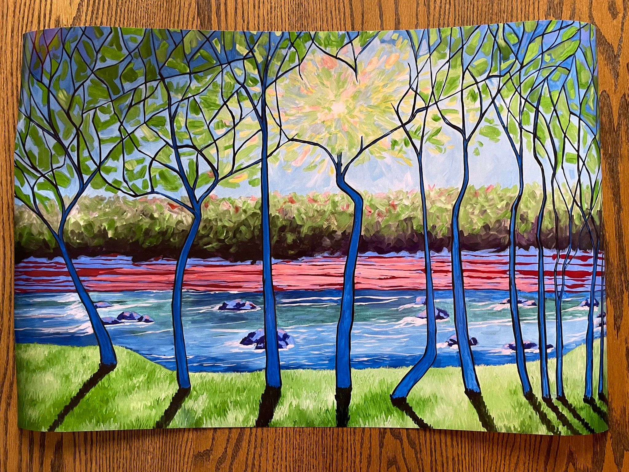 Physical Poster River Trees - Etsy
