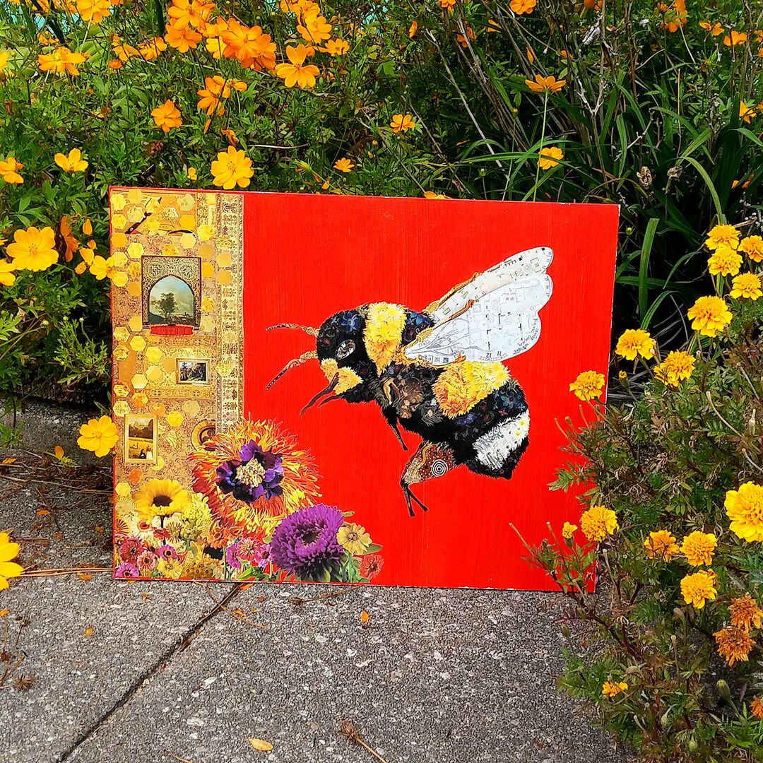 Bumblebee Wall Art Bee and Flowers Bee Made of Flowers Garden - Etsy