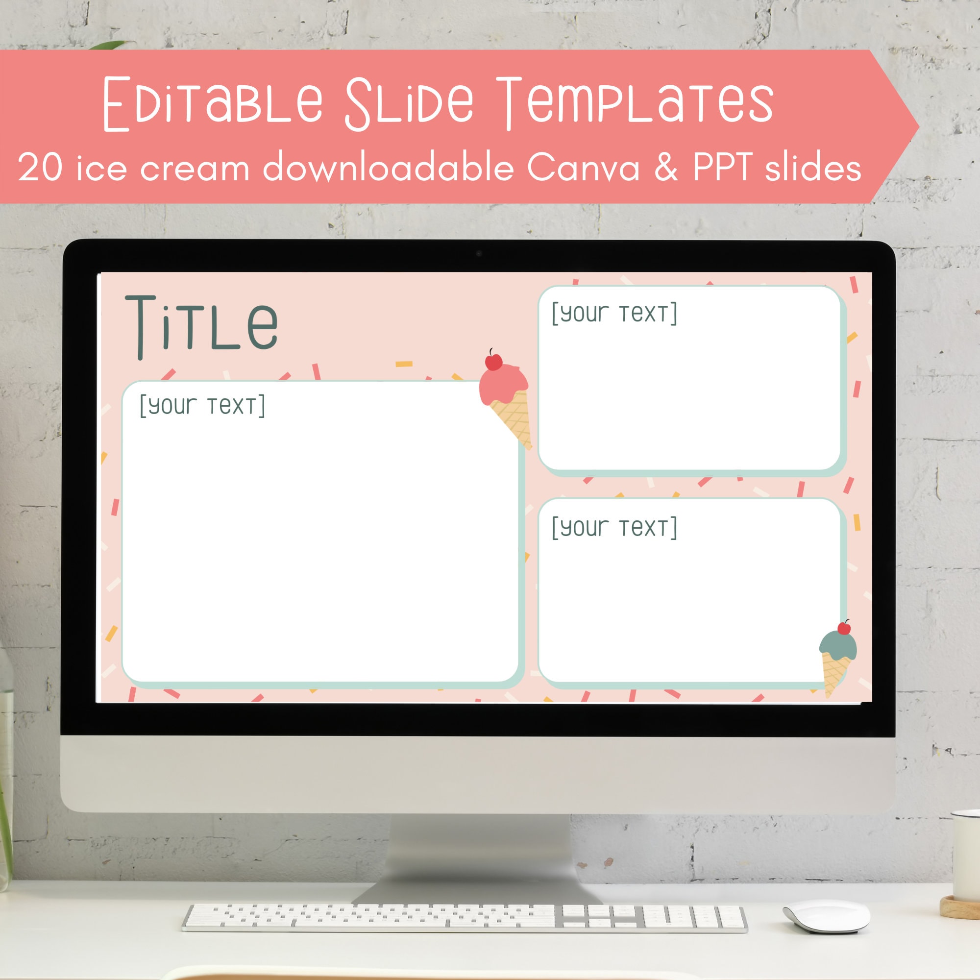 EDITABLE Classroom Slides Template | Ice Cream Slides | 20 Canva ...