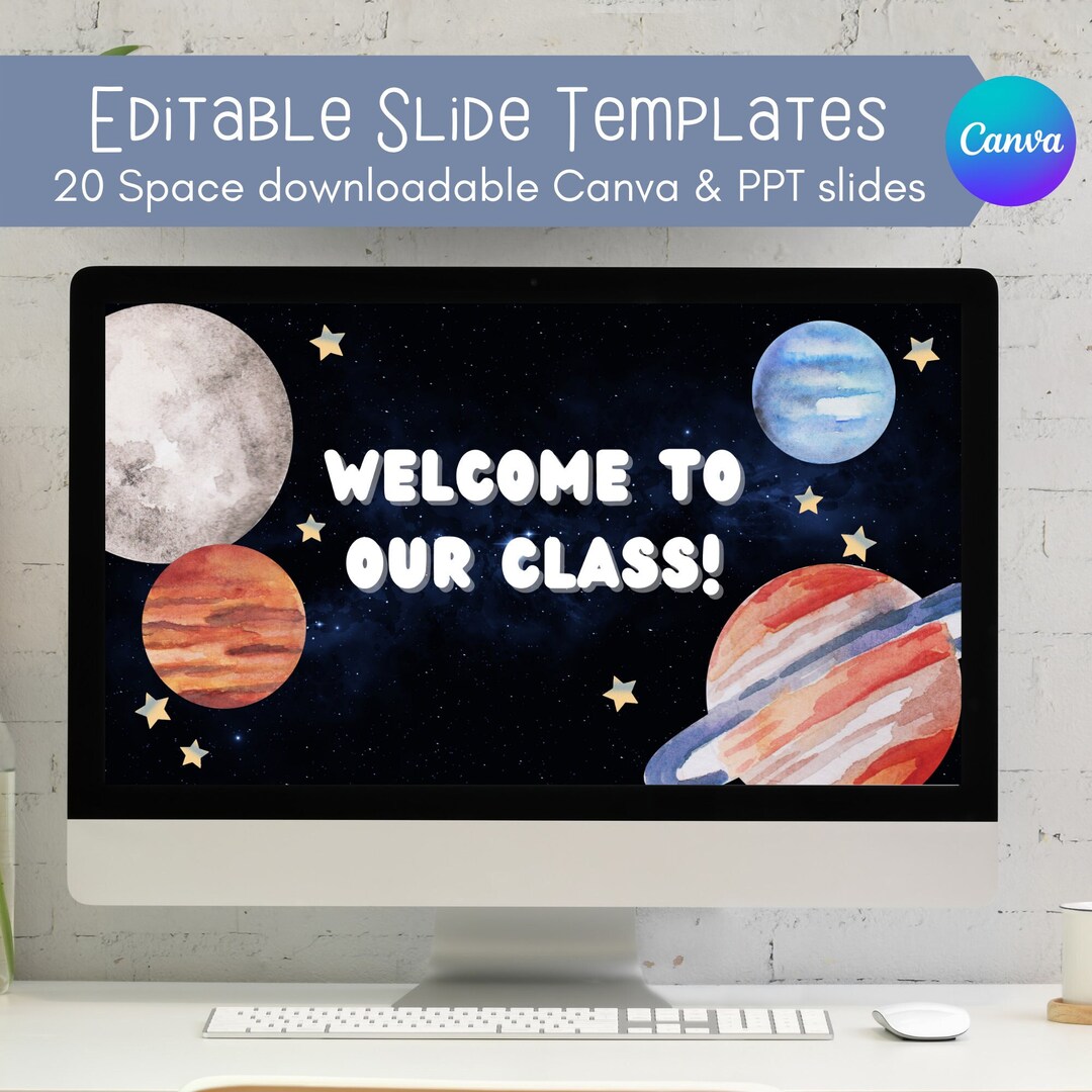 EDITABLE Classroom Slides Template | Space Slides | 20 Canva Templates ...