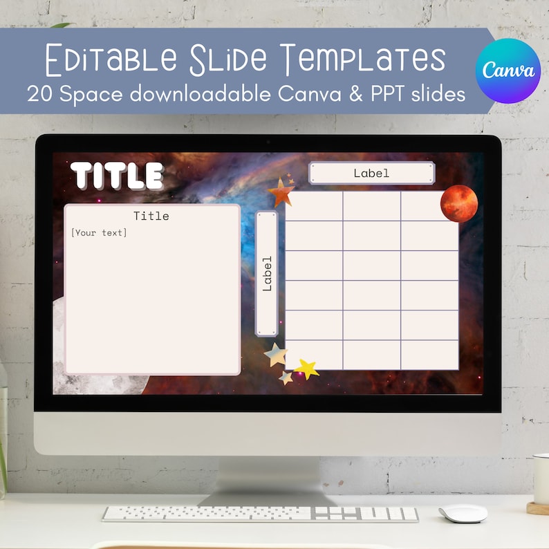 EDITABLE Classroom Slides Template | Space Slides | 20 Canva Templates ...