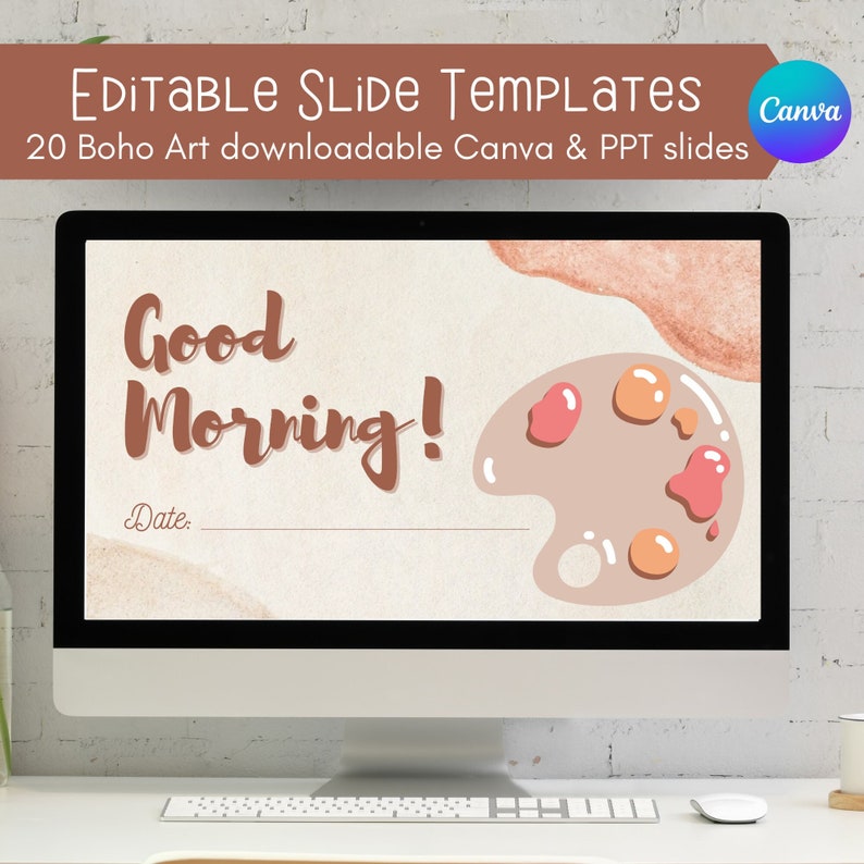EDITABLE Classroom Slides Template Boho Art Slides 20 Canva Templates ...