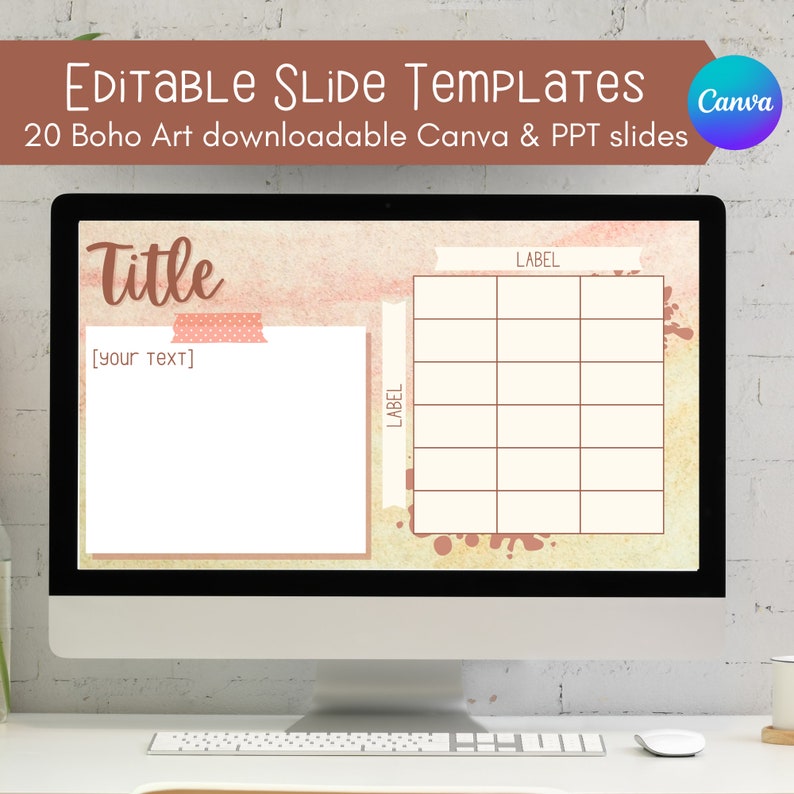 EDITABLE Classroom Slides Template Boho Art Slides 20 Canva Templates ...