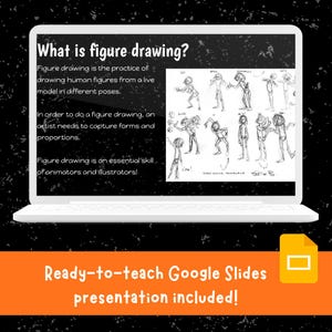 Skeleton Figure Drawing Halloween Art Lesson Plan & Google Slides - Etsy