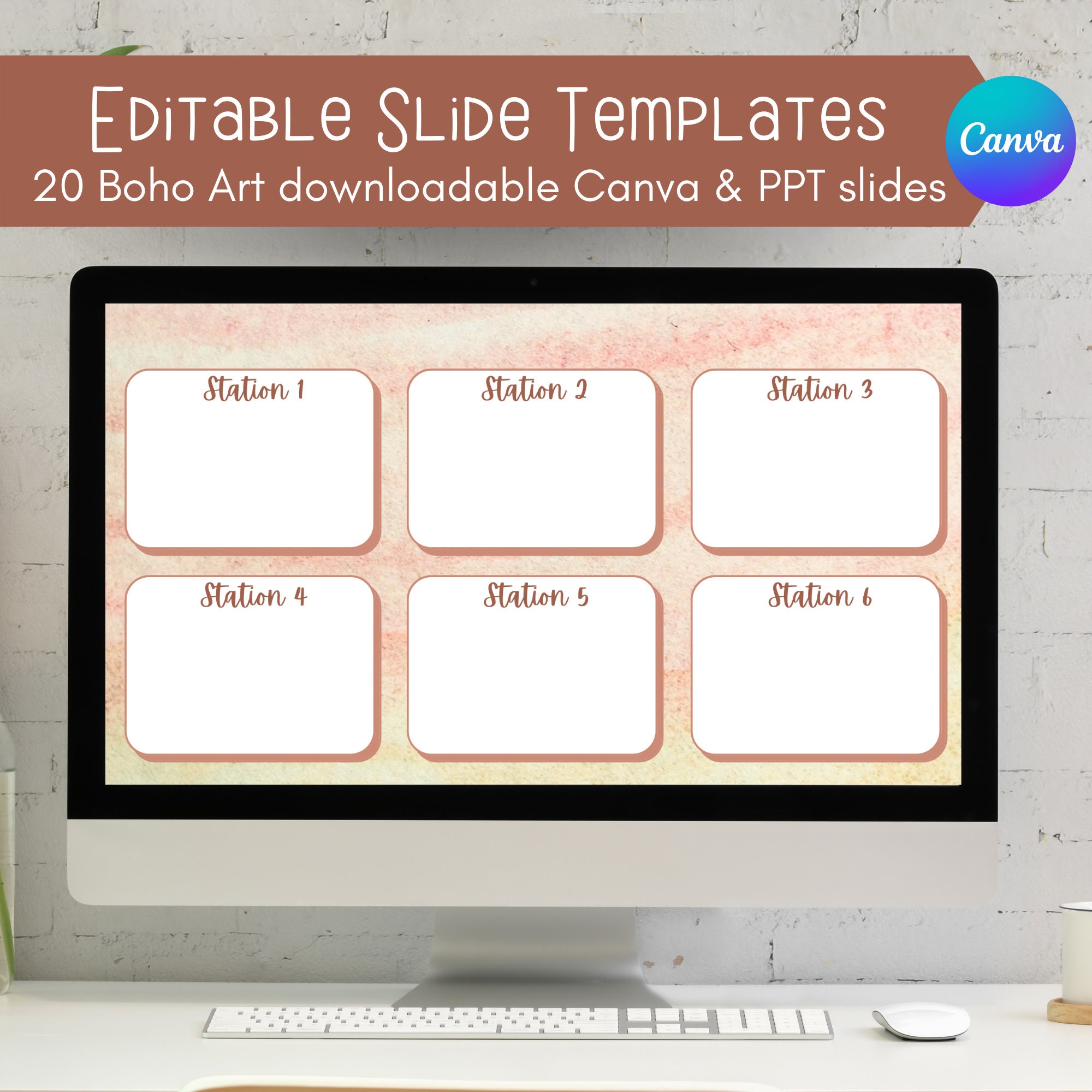 EDITABLE Classroom Slides Template Boho Art Slides 20 Canva Templates ...