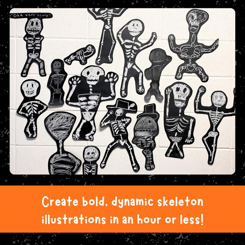Skeleton Figure Drawing Halloween Art Lesson Plan & Google Slides - Etsy