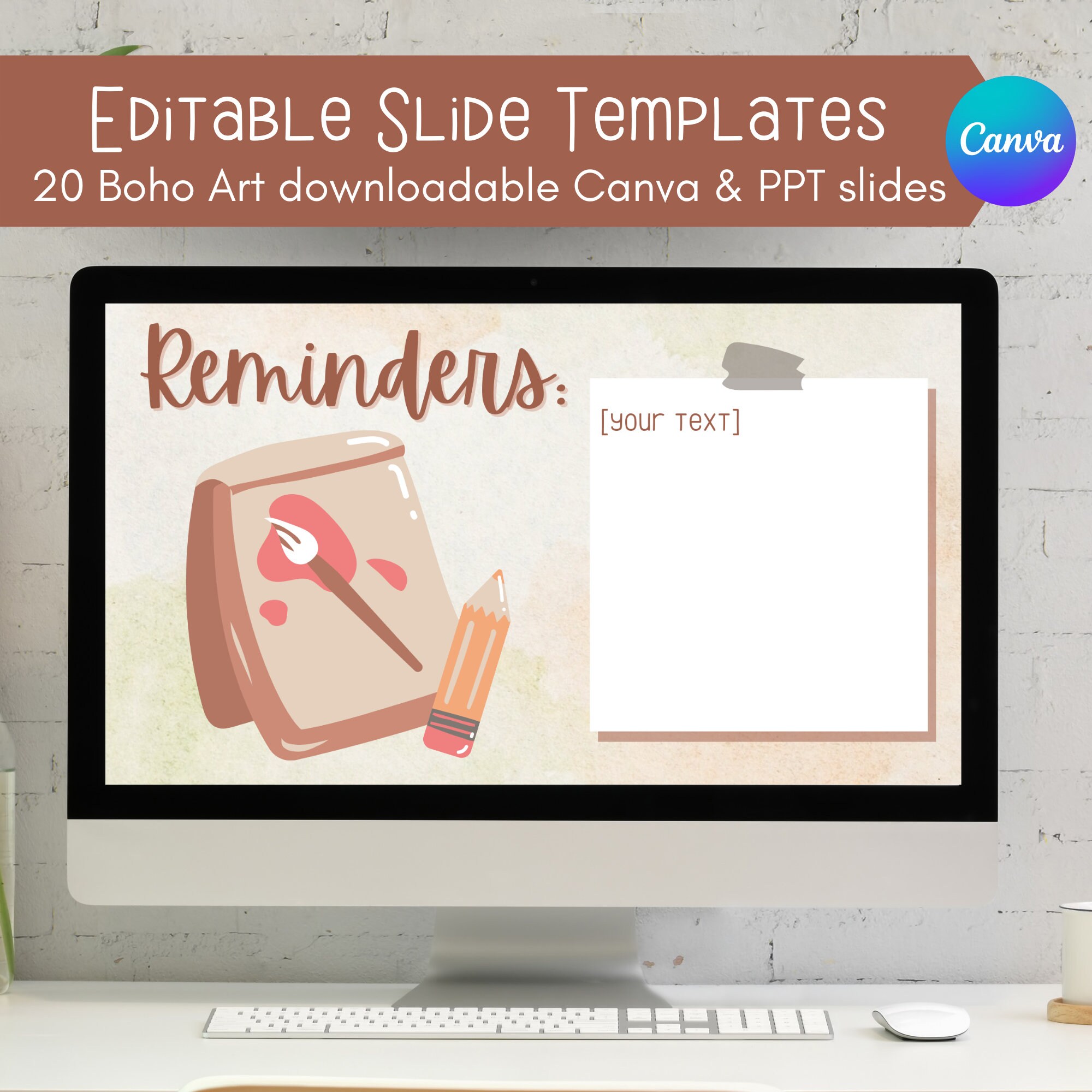 EDITABLE Classroom Slides Template Boho Art Slides 20 Canva Templates ...