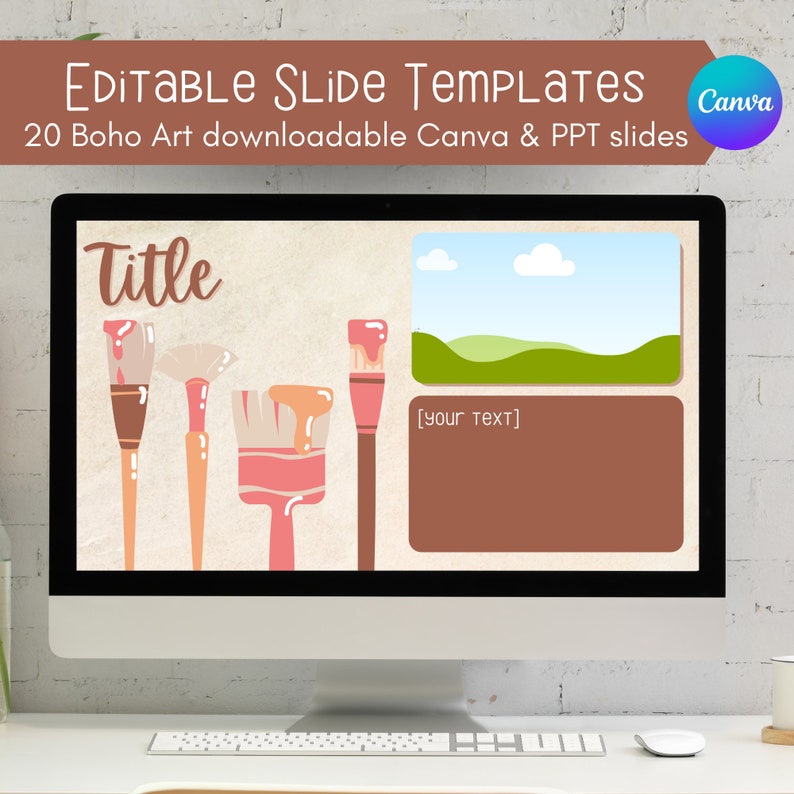 EDITABLE Classroom Slides Template Boho Art Slides 20 Canva Templates ...