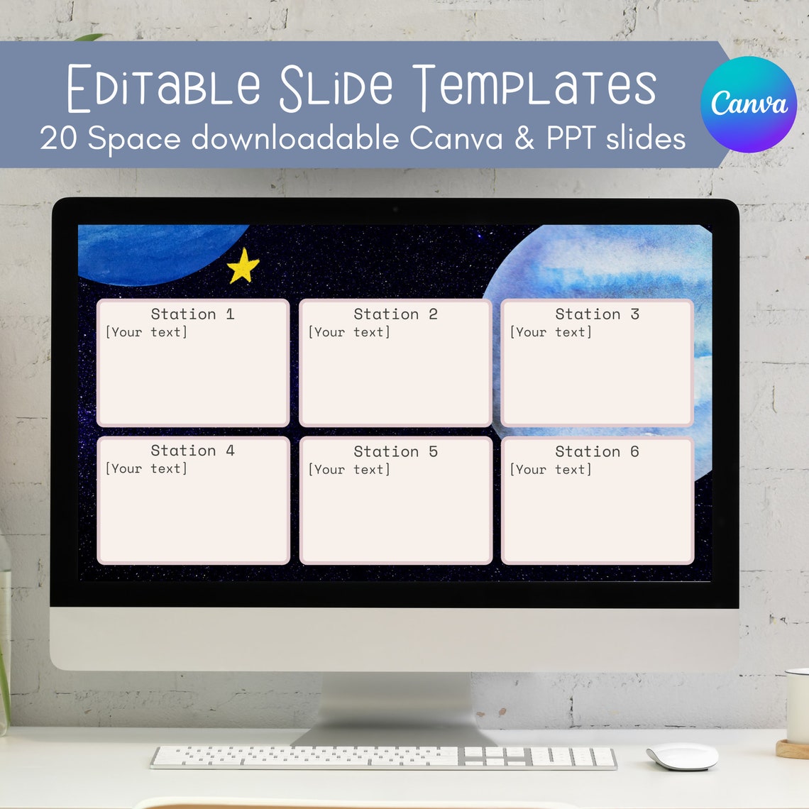 EDITABLE Classroom Slides Template | Space Slides | 20 Canva Templates ...