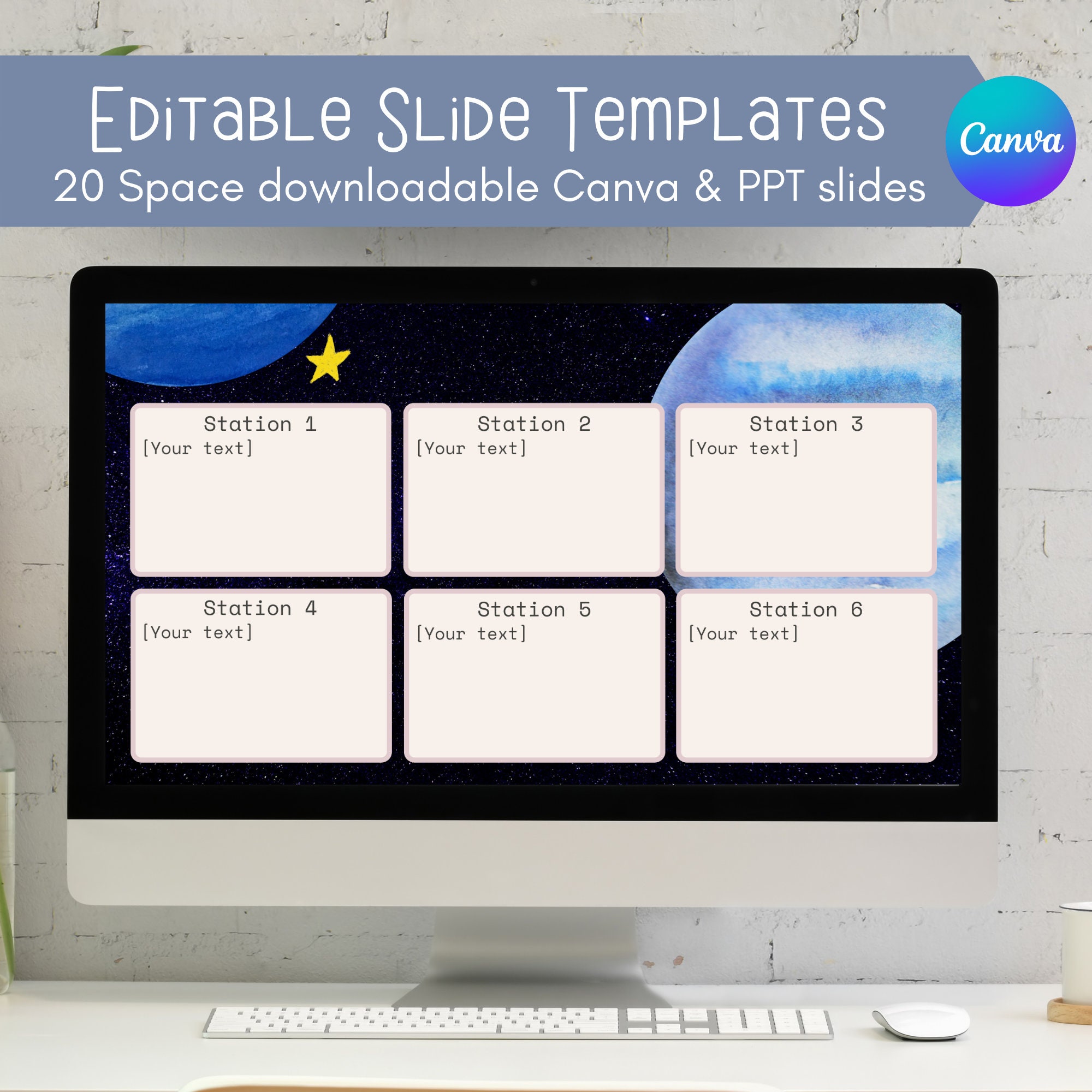 EDITABLE Classroom Slides Template | Space Slides | 20 Canva Templates ...