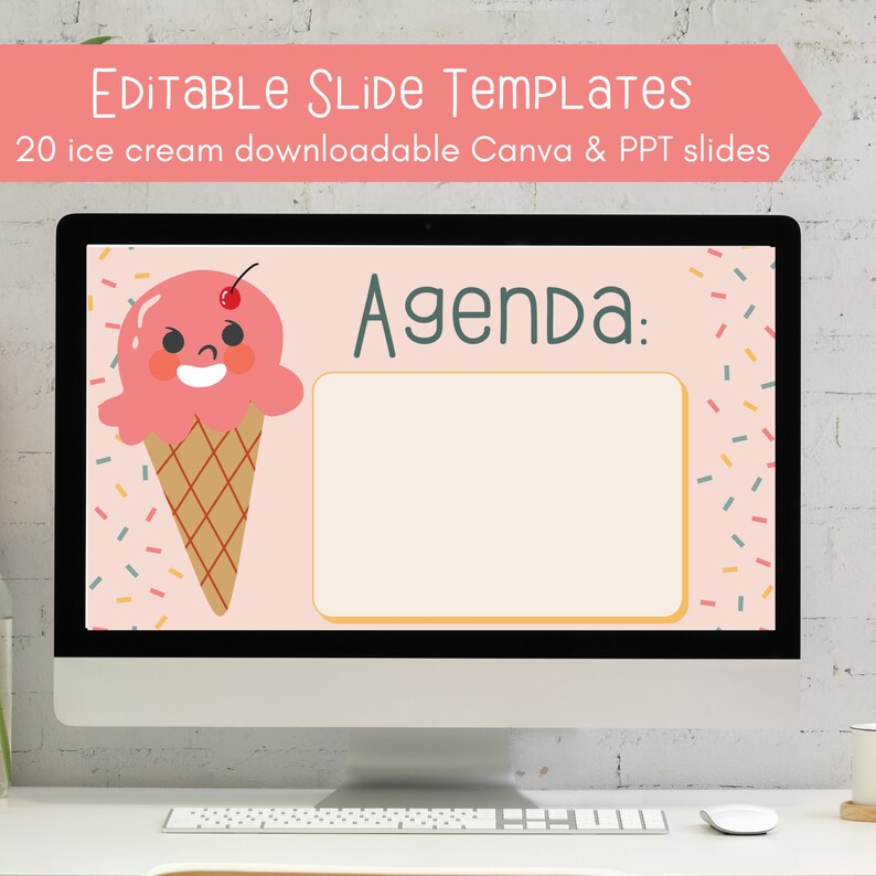 EDITABLE Classroom Slides Template | Ice Cream Slides | 20 Canva ...