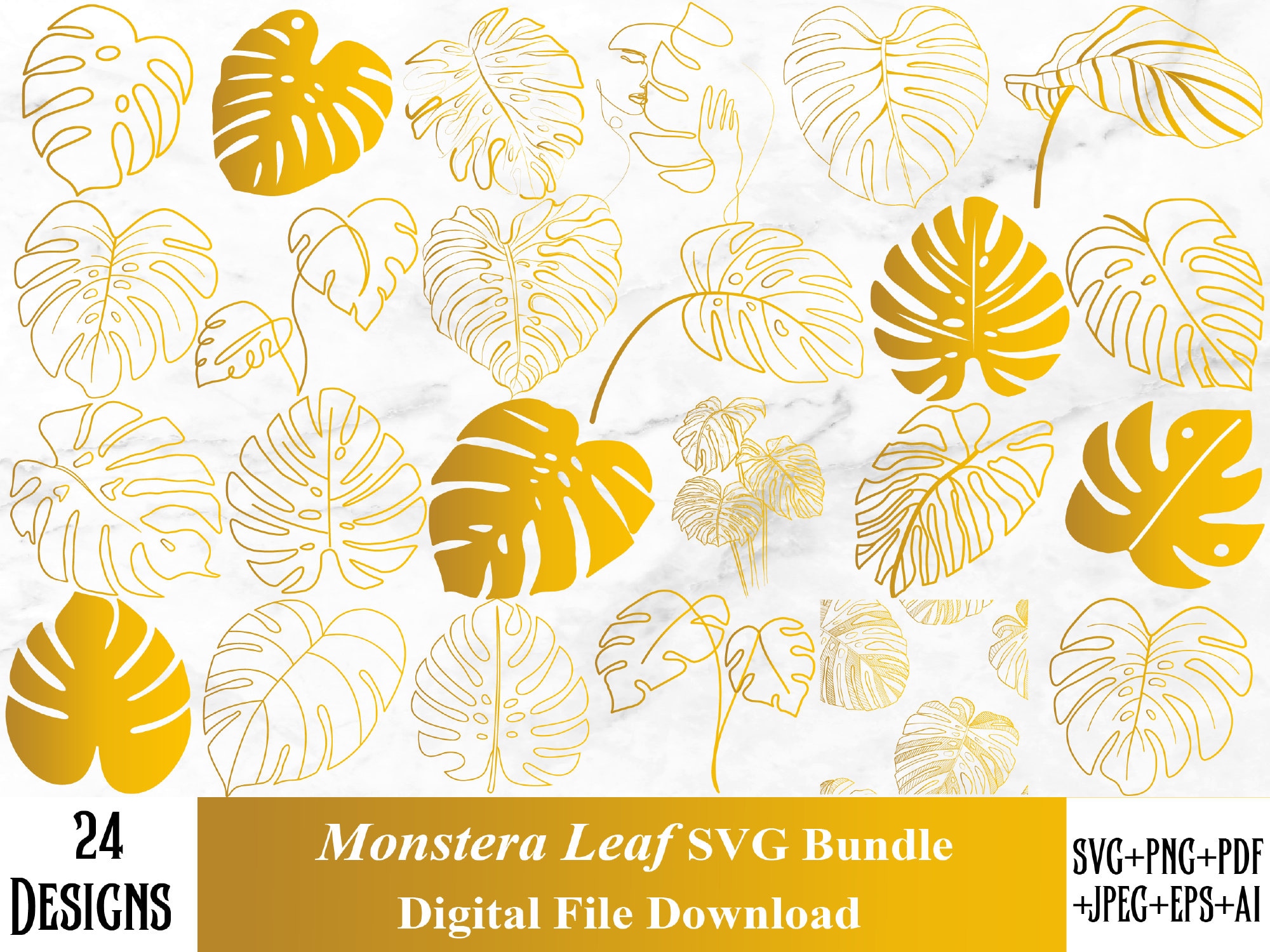 Monstera Leaf Svg Bundle, Tropical Leaves Svg, Monstera Leaf Png ...