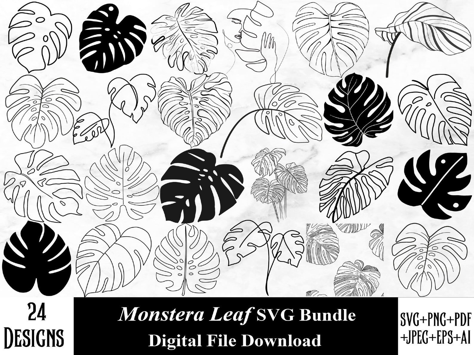 Monstera Leaf Svg Bundle, Monstera Svg, Monstera Leaf Png Bundle ...