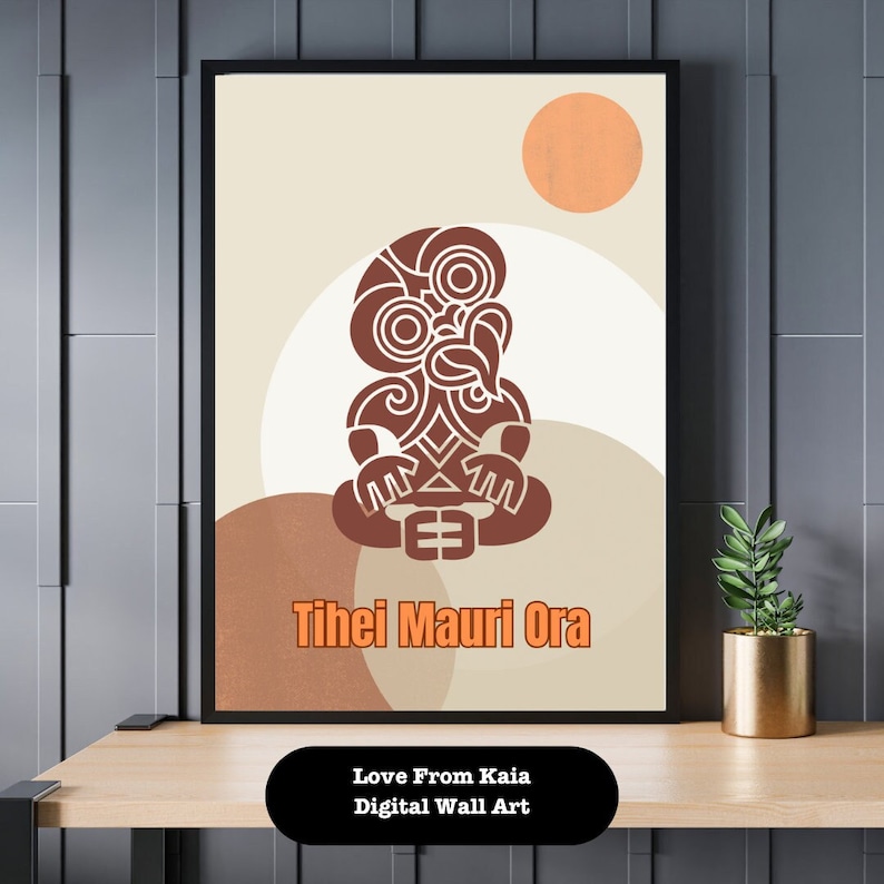 Tihei Mauri Ora – Modern Māori Tiki Wall Art – Te Reo Printable ...