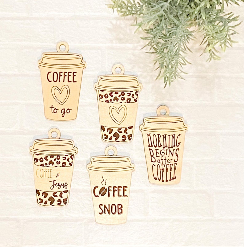 Set of 5 Coffee Car or Bag Charms Digital Download SVG - Etsy