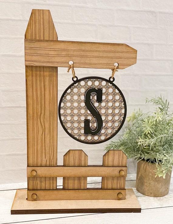 Flag Stand Add on Rattan Initial Circle Sign Digitial Download - Etsy