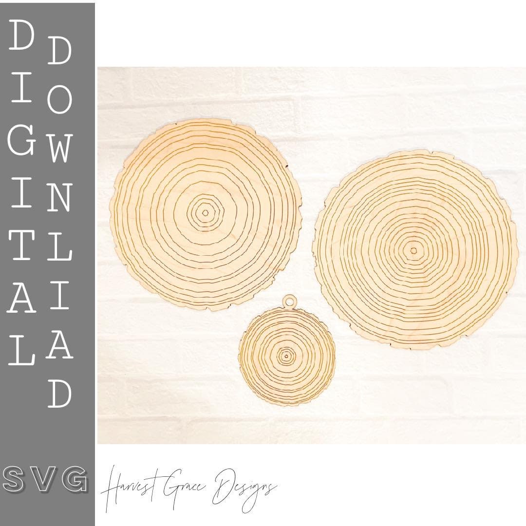 Faux Log Slices and Wood Slice Ornament Digital Down Load SVG - Etsy