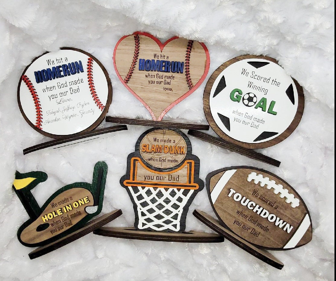 Set of 7 Fathers Day Sports Signs & 5 Key Chains Digital Download SVG ...