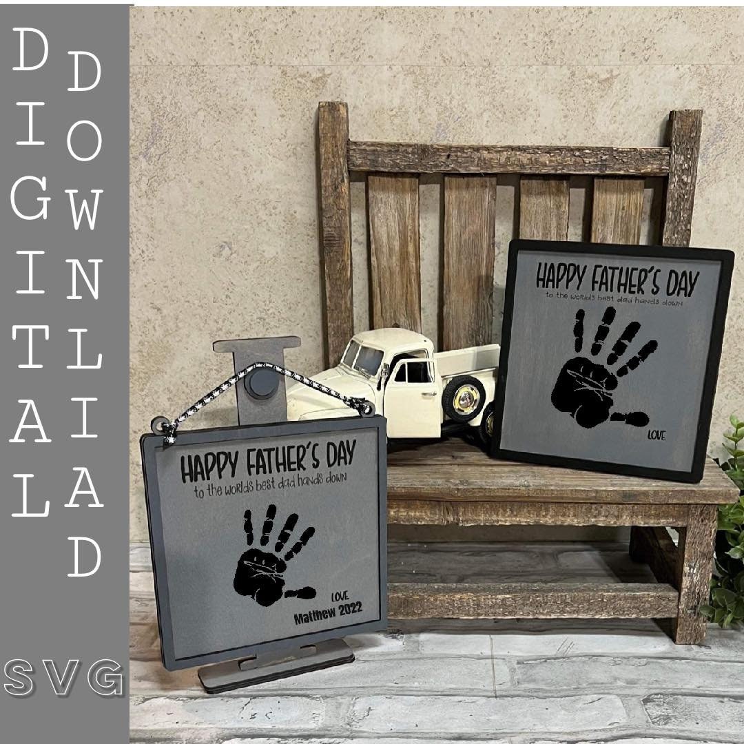 Fathers Day Hand Print Personalized Sign Digital Download SVG - Etsy