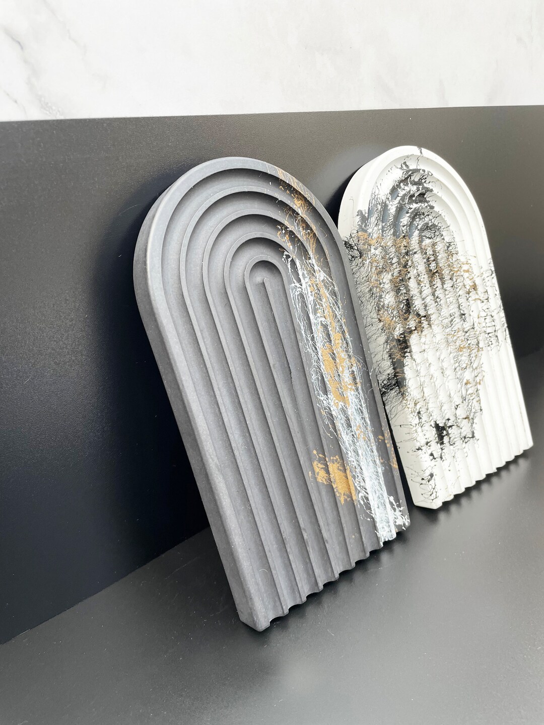 Ripple Arch Centrepiece Concrete Round Ripple Tray Jesmonite Trinket ...