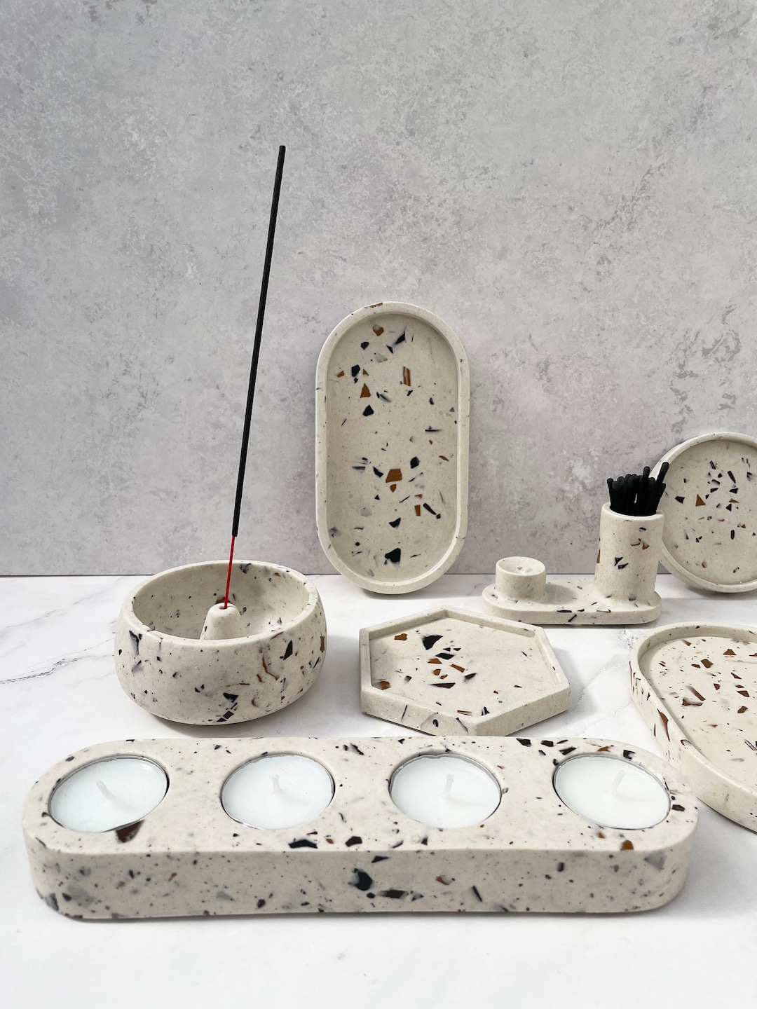 Terrazzo Incense Display, Ashtray Incense Tray, Burner Holder, Cone ...