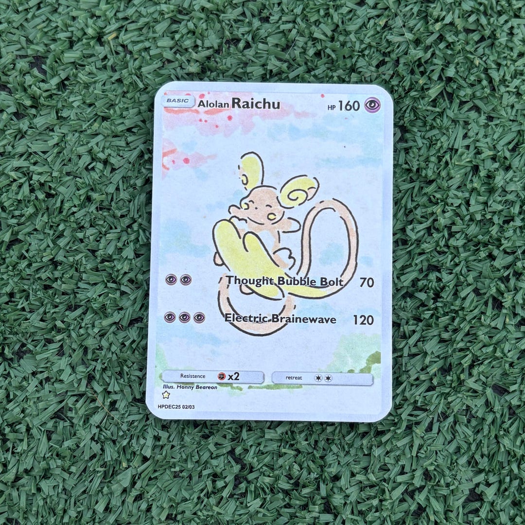 Raichu Doodle Card Print - Etsy