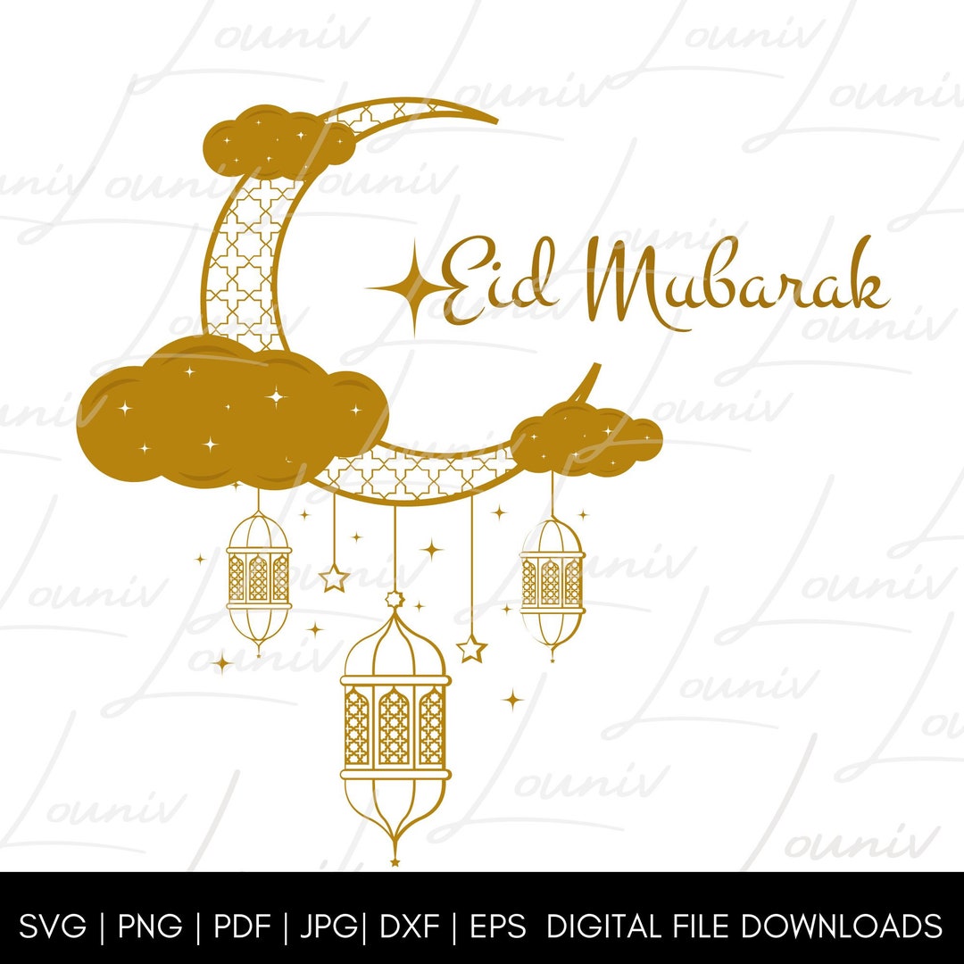 Eid Mubarak Gold Color Svg File, Dxf File, Shirt Designs Svg, Svg Files ...