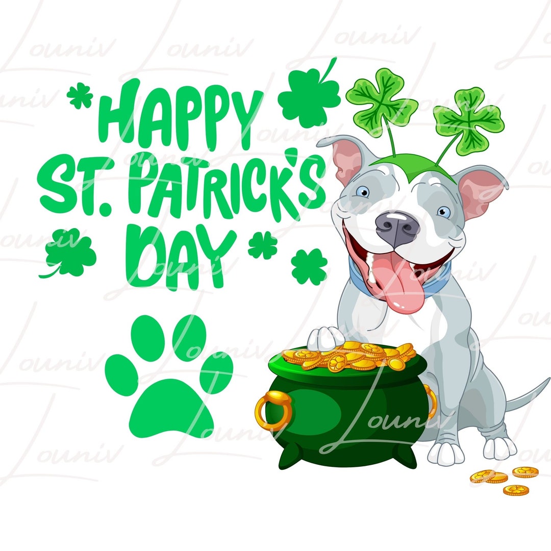 St. Patrick's Day Pitbull Svg, Adorable Irish Pup Png,, Green Hat Puppy ...