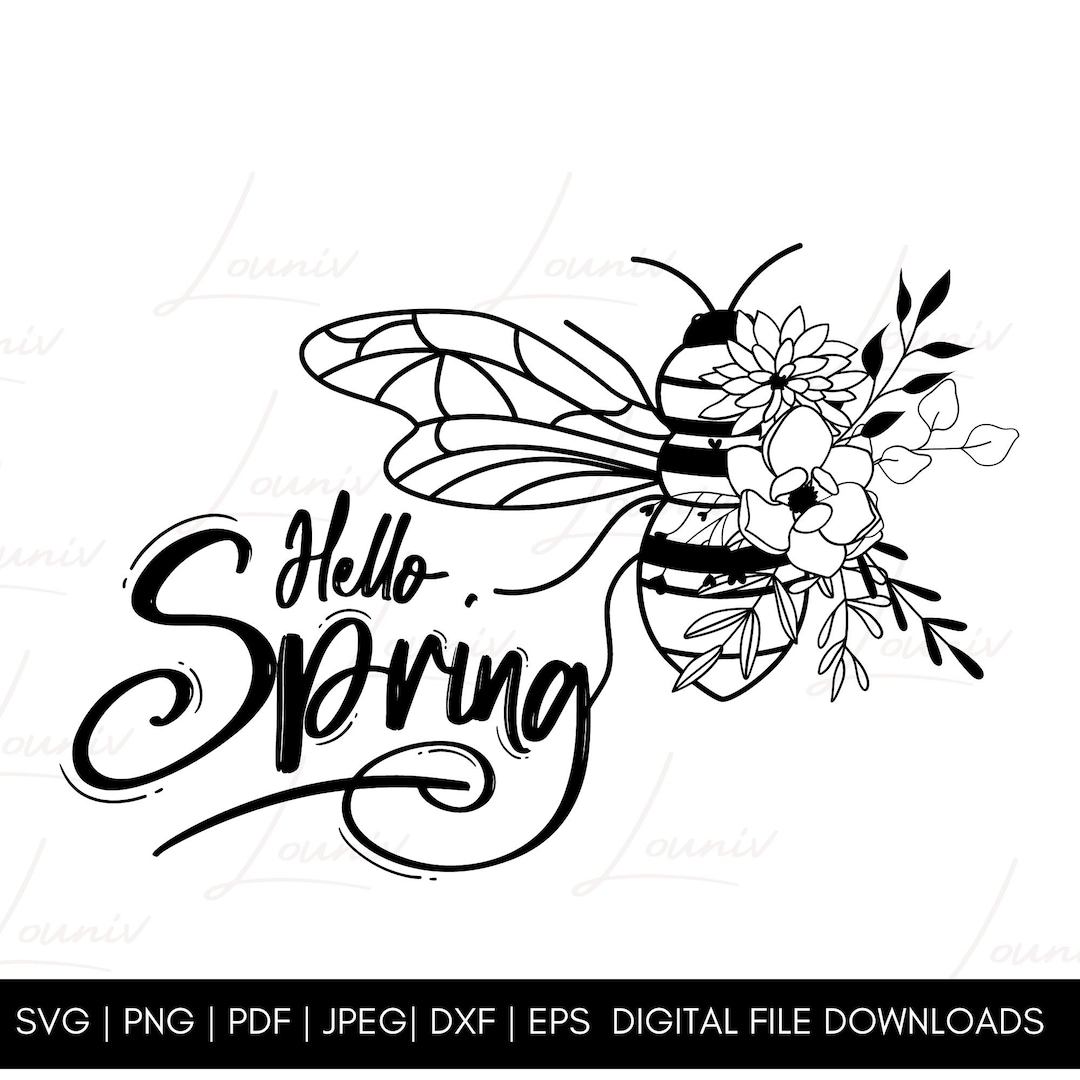 Hello Spring Bee Svg File, Dxf File, Shirt Designs Svg, Svg Files for ...