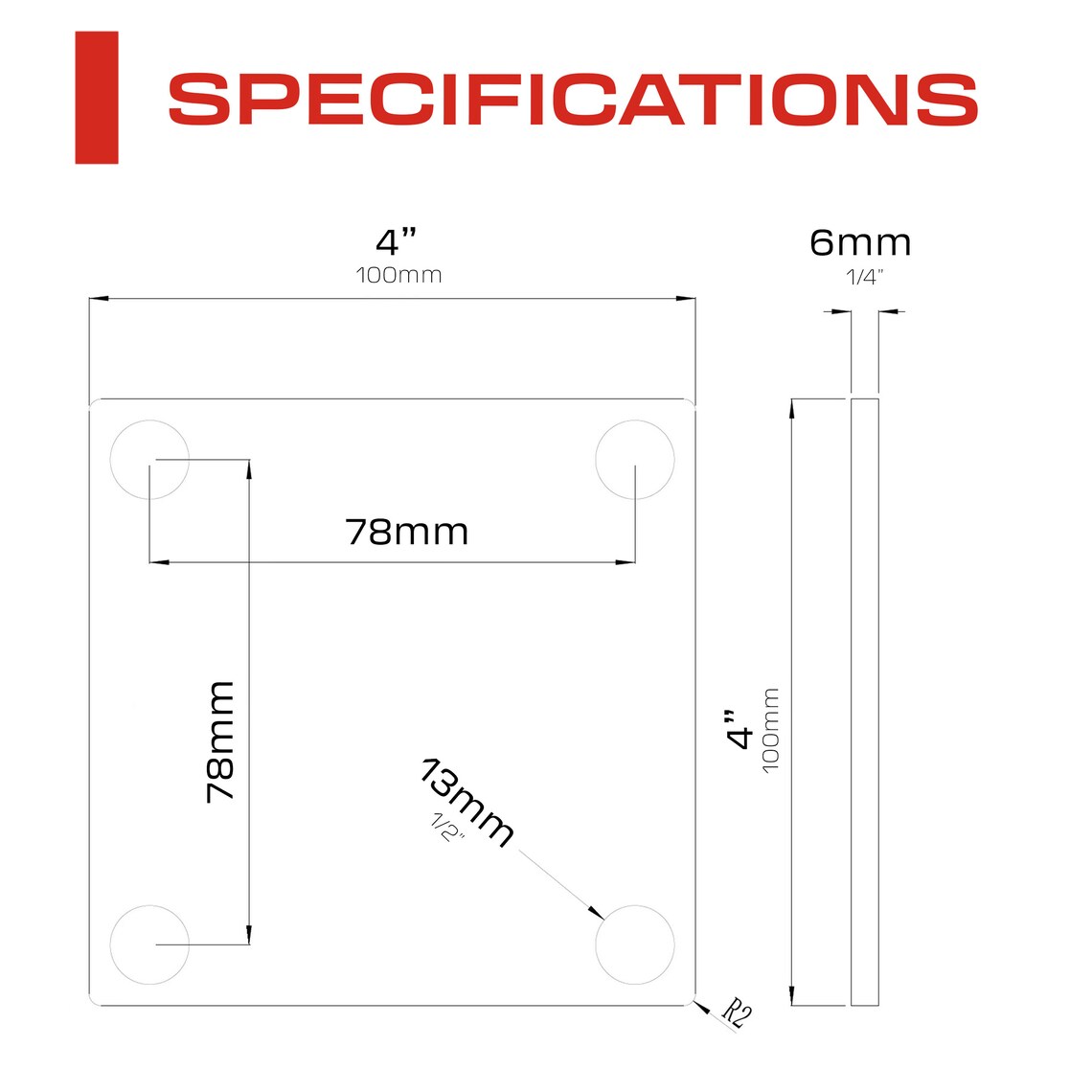 10 Pack 4x4" Weldable Square Steel Metal Baseplate – 4 Inch Steel Plate ...