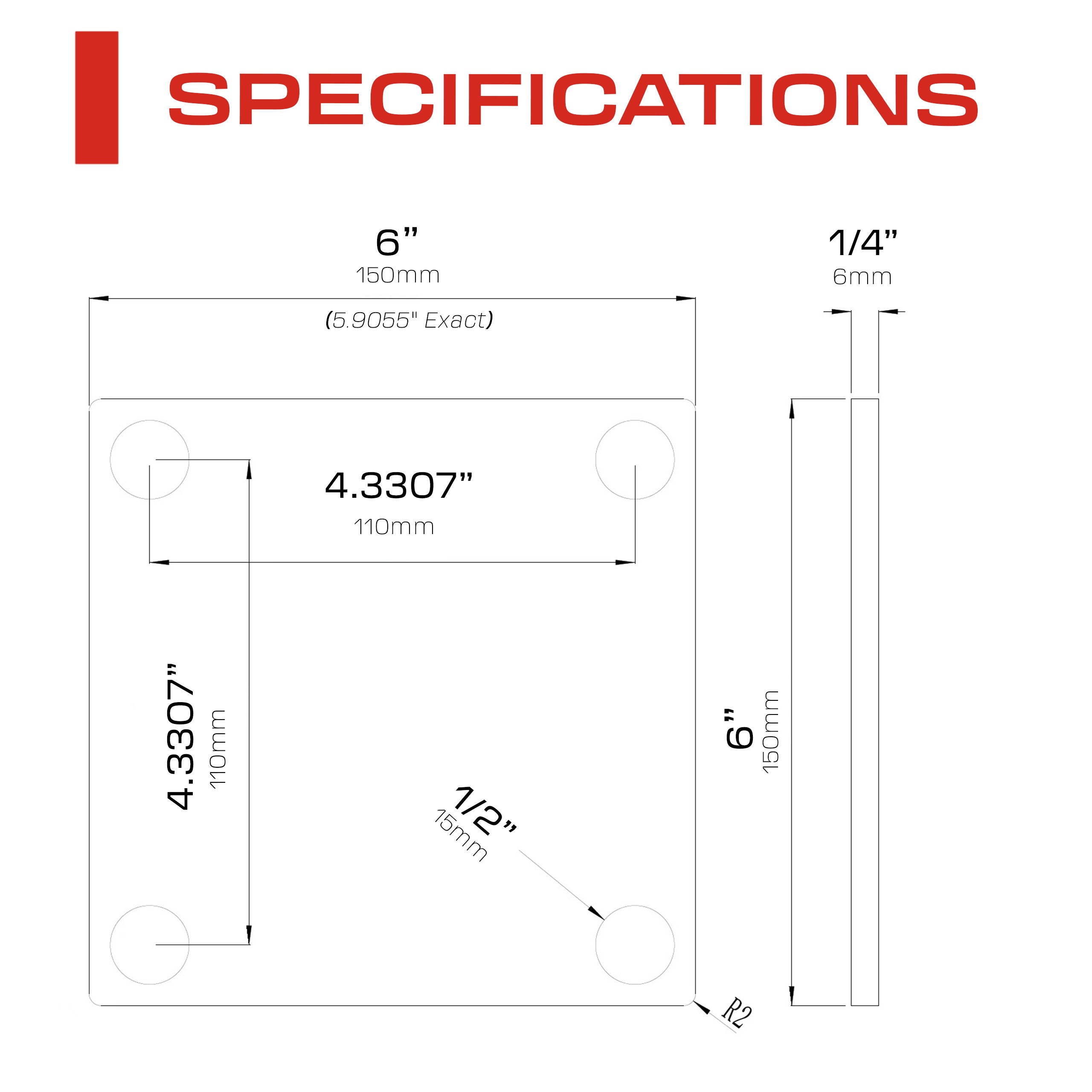 Sidco Supply 6x6 Weldable Square Steel Metal Baseplate laser Cut A36 ...