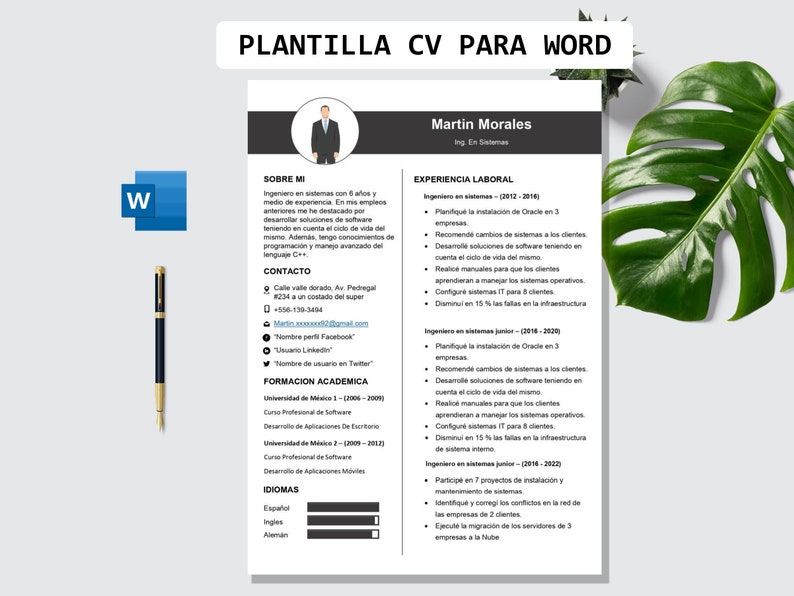 Professional CV Template System CV Word CV Editable Etsy Singapore Professional CV Template System CV Word CV Editable Etsy Singapore