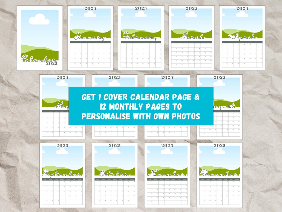 Editable 2025 Canva Calendar 2025 Custom Calendar Photo Editable Canva ...