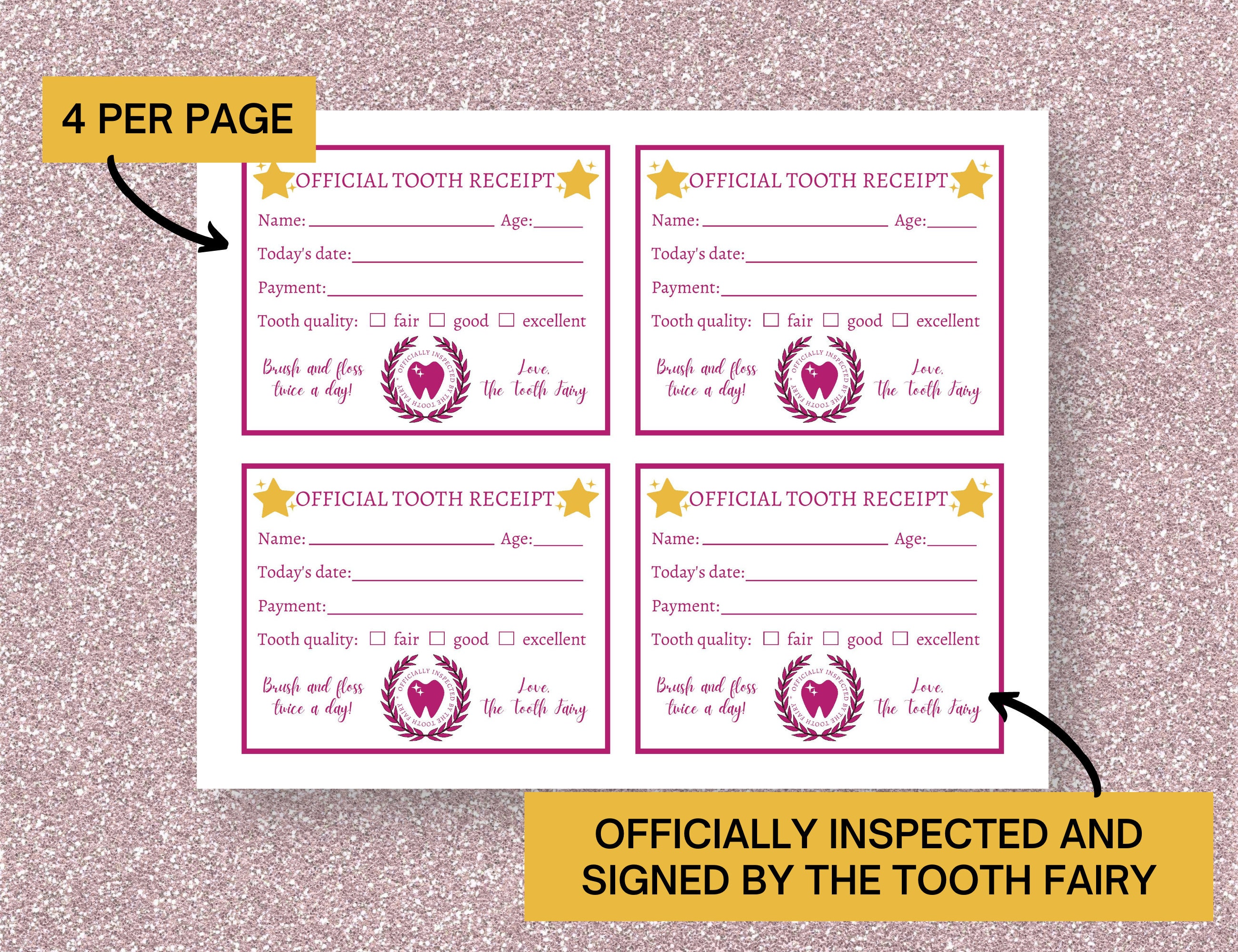 Tooth Fairy Receipt Printable, Lost Tooth Certificate, First Lost Tooth ...